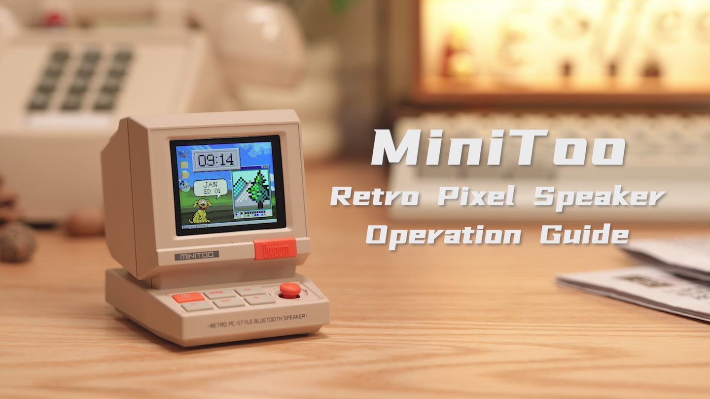 Divoom MiniToo レトロPCスタイル コンピュータースピーカー、DIY顔作成可能なスマートピクセルスクリーン、Bluetooth ...